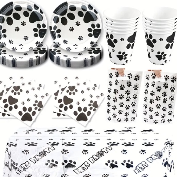 Red Dress Boutique | Party Supplies | New Dog Paw Prints Theme Party ...